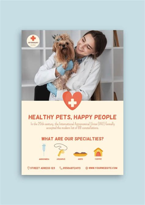 Design online this Hand-drawn Cute Vet Clinic Flyer layout