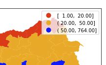 Python Matplotlib Skip Color For Assigned Interval In Map Plotted From Geopandas Dataframe If