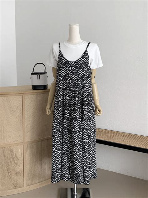 끈조절 데이지 뷔스티에 롱 원피스 빅사이즈