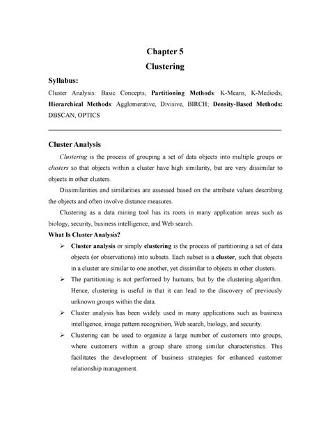 Chapter 5 Clustering Chapter 5 Clustering Syllabus Cluster Analysis
