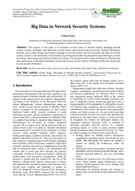 Pdf Big Data In Network Security Systems