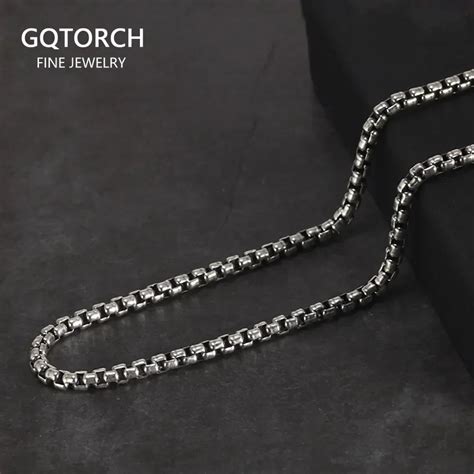 Genuine 925 Sterling Silver Jewelry Round Box Chain Thickened All Match