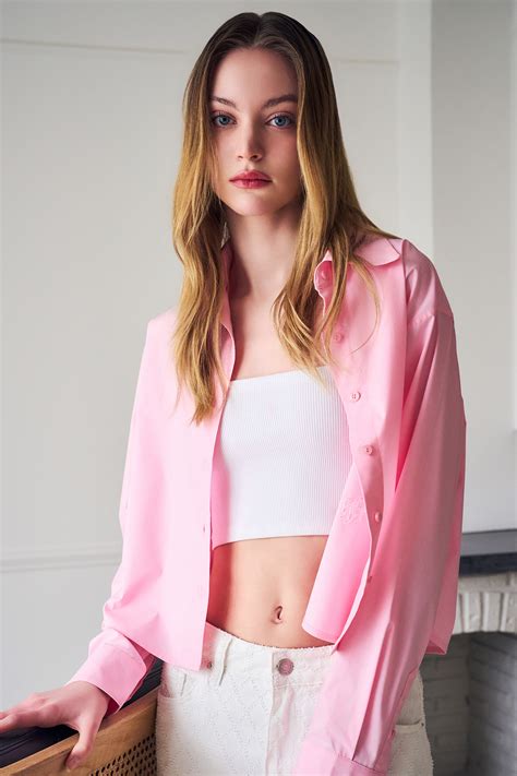 제너럴아이디어 Woman 링클프리 세미 크롭 클래식 셔츠 [pink]