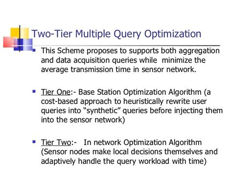 query optimization for sensor networks