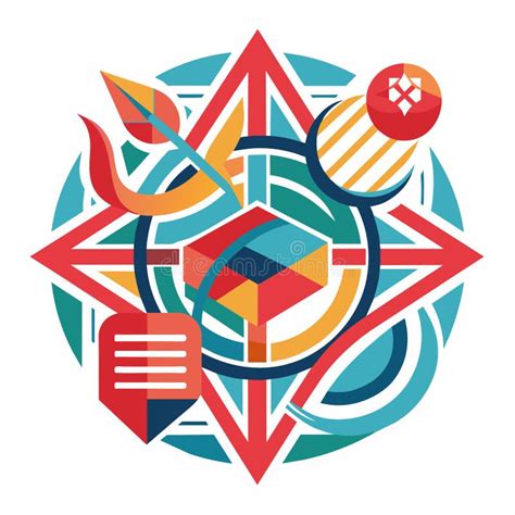 A Colorful Abstract Design Featuring Geometric Shapes Lines And A