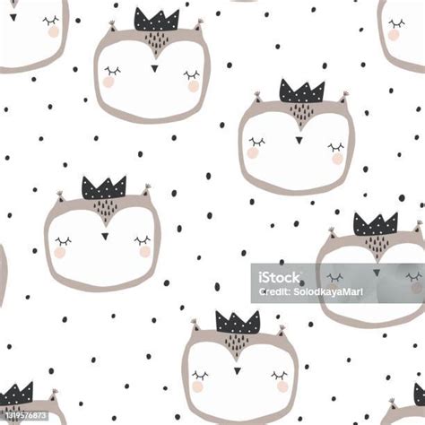 귀여운 손으로 그린 고양이 머리와 매끄러운 유치한 패턴 창조적 인 아이들은 직물 포장 섬유 벽지 의류를 위해 손으로 그린 질감 벡터 일러스트레이션 0명에 대한 스톡 벡터