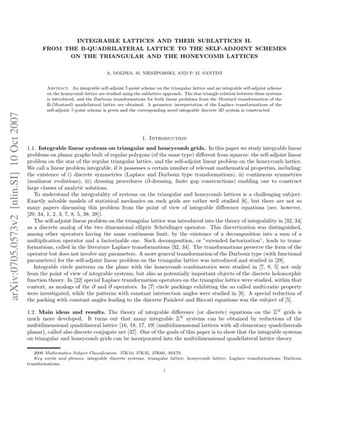Pdf Integrable Lattices And Their Sub Lattices Ii From The B Quadrilateral Lattice To The