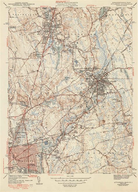 Us Geologic Survey 1950 Map Of Attleboro Massachusetts