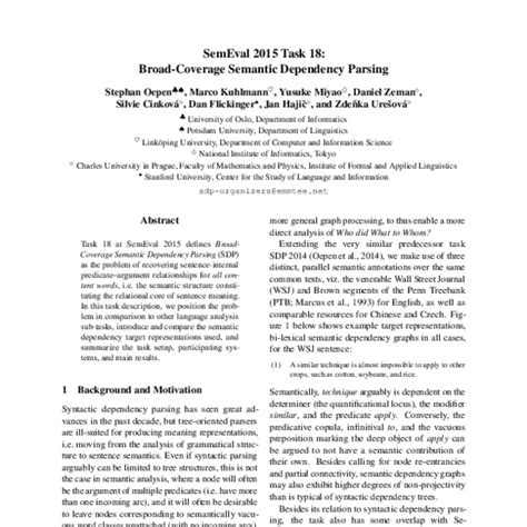Semeval 2015 Task 18 Broad Coverage Semantic Dependency Parsing Acl Anthology
