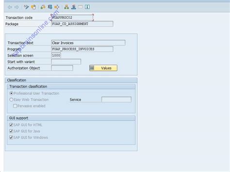 foapproc02 sap tcode for clear invoices