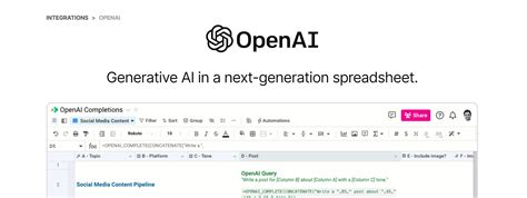 OpenAI In Spreadsheet