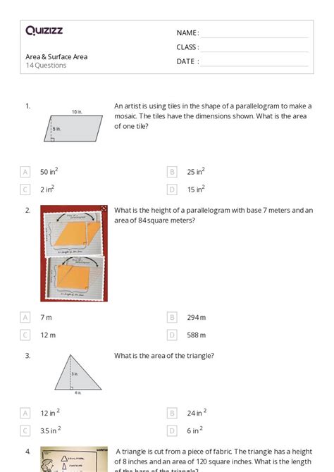Surface Area Worksheets Grade 5
