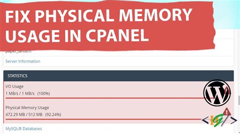 How To Fix Physical Memory Usage In Cpanel Youtube