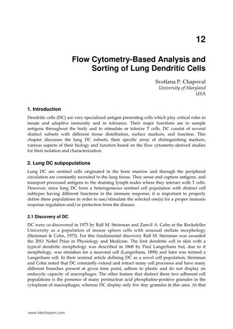 Pdf Flow Cytometry Based Analysis And Sorting Of Lung Pdfs37432intech