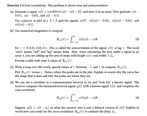 Exercise Cross Correlation This Problem Is About Chegg
