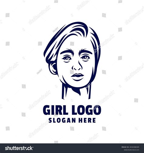Girl Head Logo Design Vector Stock Vector Royalty Free 2034308345