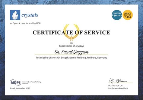 Dr Ing Faisal Qayyum On Linkedin Mdpi Crystals Specialissue Publication Research Editor