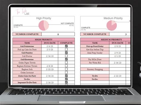 To Do List Excel Template To Do List Google Sheets To Do Etsy