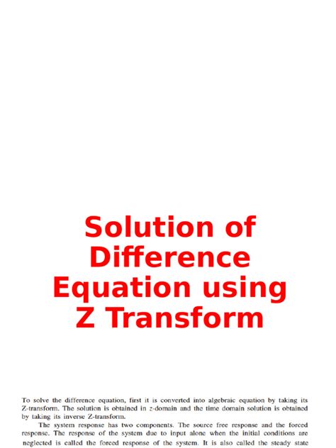 Difference Equation Z Transform Pdf