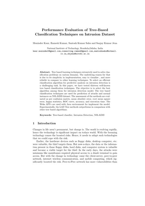 Pdf Performance Evaluation Of Tree Based Classification Techniques On