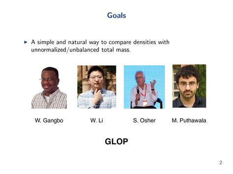 Unnormalized Optimal Transport Speaker Deck