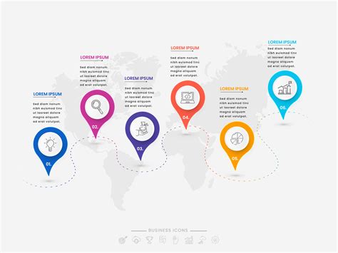 Navigation Location Powerpoint Template With Business Icons And 6