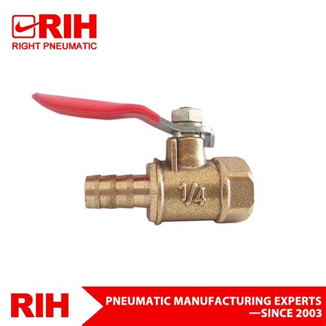 Right Pneumatic Qbpc Pneumatic Valves Male Thread Brass 38 8 Ball Valve With Barb Connector