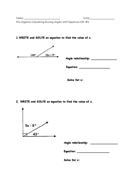 Calculating Missing Angles With Equations Hw 2 Soc 415 Angle Relationship Calculating Missing Angles With Equations Hw 2 Soc 415 Angle Relationship