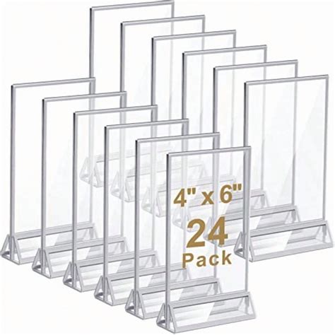 24 Pieces 4 X 6 Clear Acrylic Sign Holder With Sier Borders And