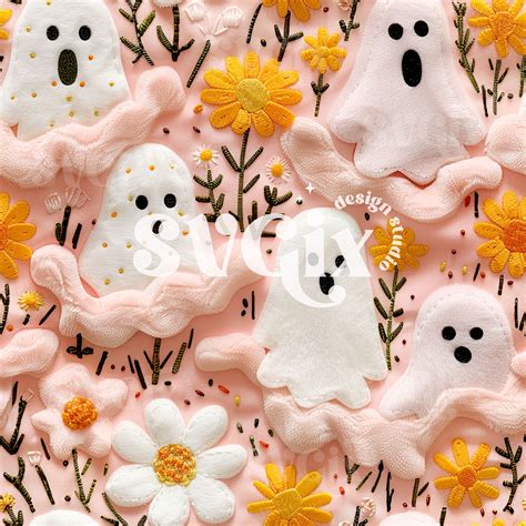 Dreamy Ghosts Seamless Pattern Svgix