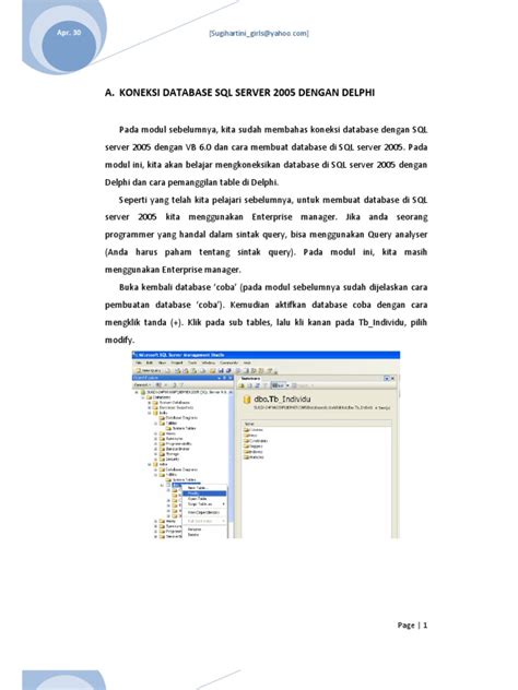 Koneksi Database Sql Server 2005 Dengan Delphi Pdf Karier And Perkembangan Komputer