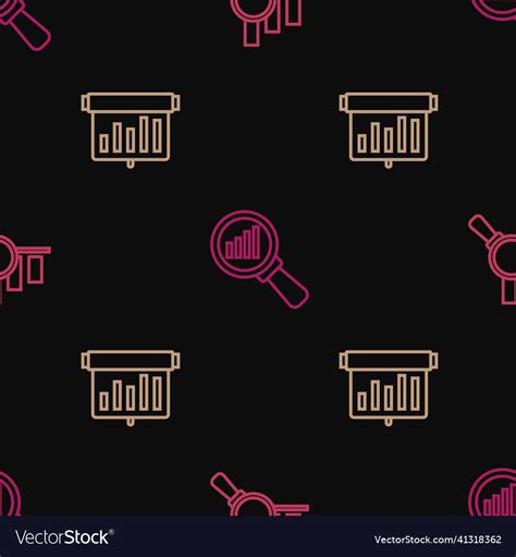 Set Line Magnifying Glass And Analysis Board Vector Image