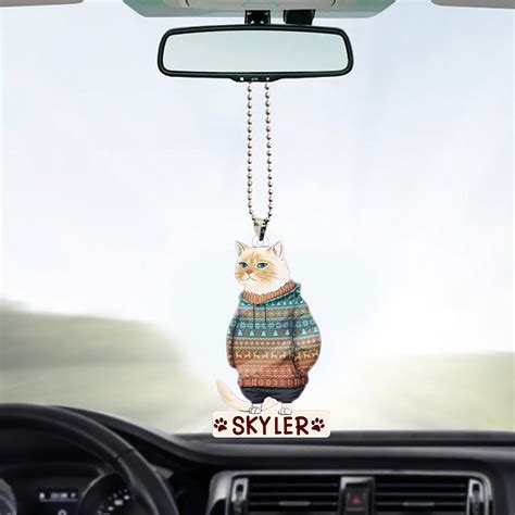 Personalized Funny Cat Hanging Christmas Car Ornament Cat Car Ornament