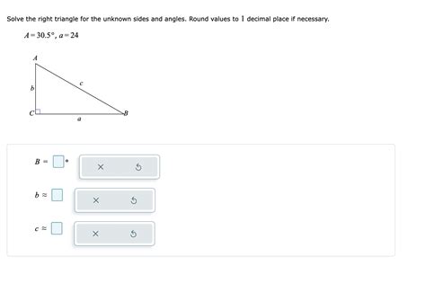 Solved Solve The Right Triangle For The Unknown Sides And Chegg