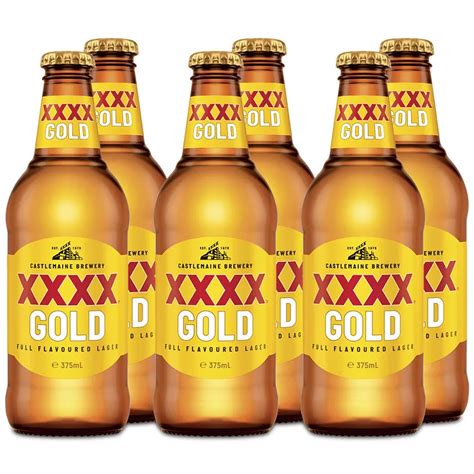 Xxxx Gold Lager Mid Strength Beer 375ml Bottles Porters Lux