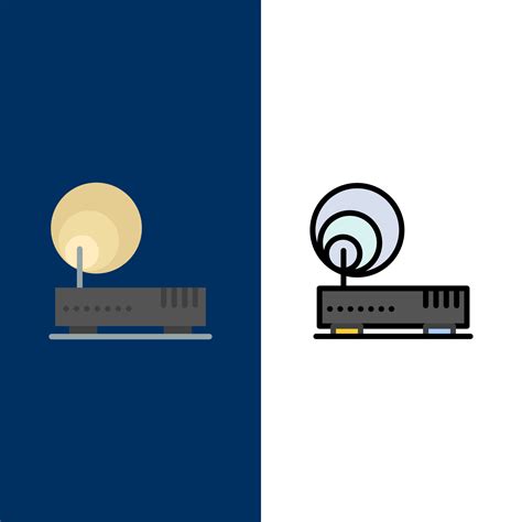 Connection Hardware Internet Network Icons Flat And Line Filled Icon Set Vector Blue Background