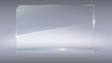빈 투명 벡터 유리 접시입니다 벡터 템플릿 복사 공간 가로 배너 하이라이트와 현실적인 질감 사진 및 백그라운드에 발광 플라스틱 3 차원 일러스트 레이 션을 통해 볼 벡터에