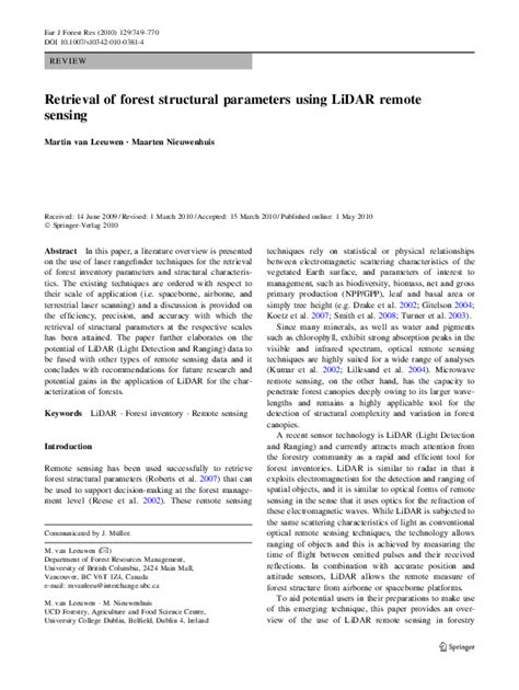 Pdf Retrieval Of Forest Structural Parameters Using A Ground Based