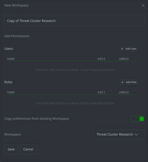 Workspaces Tool — Synapse User Interface 21080 Documentation
