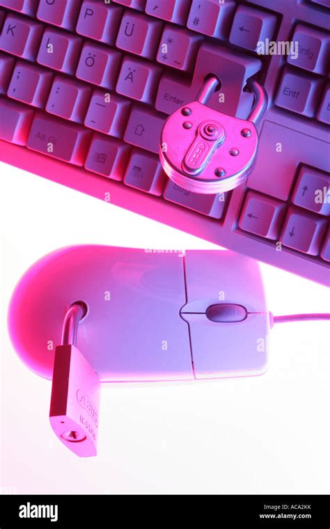 Symbolic Photo Computer Safety Computer Mouse And Keyboard With Lock Stock Photo Alamy