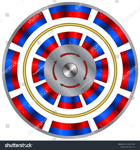 Double Sided Permanent Magnet Radialflux Eddycurrent Stock Vector