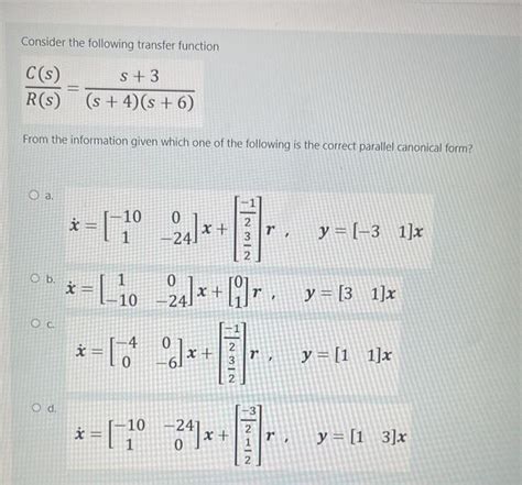 solved consider the following transfer function