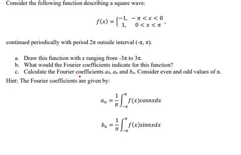 Solved Consider The Following Function Describing A Square Chegg