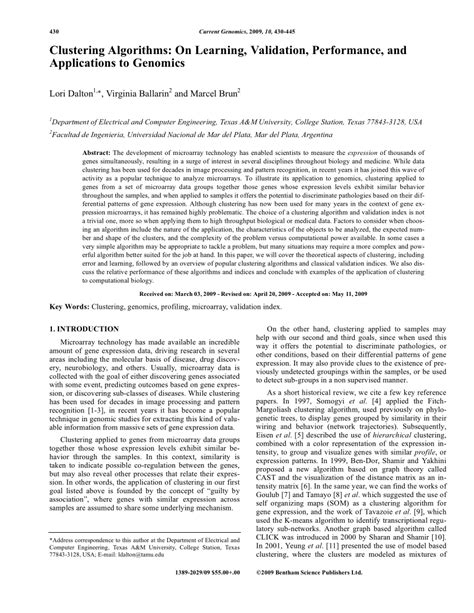Pdf Clustering Algorithms On Learning Validation Performance And