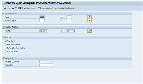 MC U SAP Tcode INVCO Mat Type Anal Sel Rec Issues