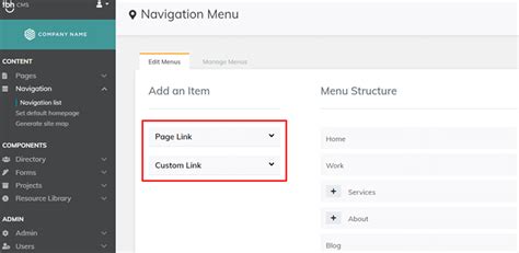 Navigation Tbh Creative Content Management System