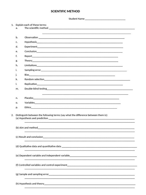 scientific method class test pdf