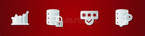 Set Pie Chart Infographic Server Security With Lock Password Protection And Key Icon Vector