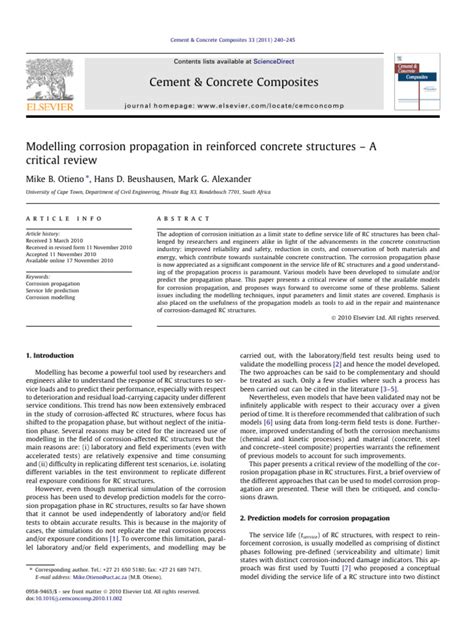 Otieno Et Al 2011 Modelling Corrosion Propagation In Reinforced