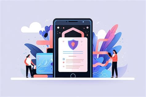 Data Protection Concept Cyber Security Vector Illustration Mobile